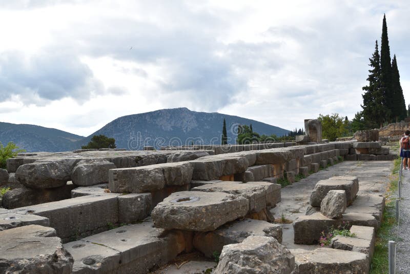 View of the Main Monuments of Greece. Ruins of Ancient Delphi. Oracle ...