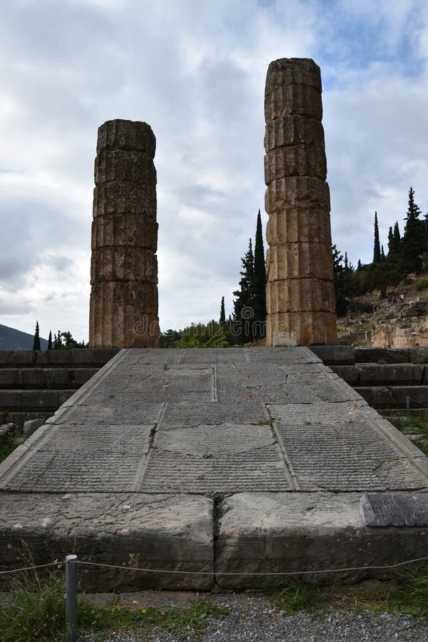 View of the Main Monuments of Greece. Ruins of Ancient Delphi. Oracle ...