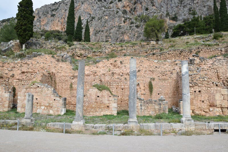 View of the Main Monuments of Greece. Ruins of Ancient Delphi. Oracle ...