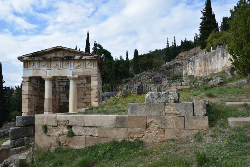 View of the Main Monuments of Greece. Ruins of Ancient Delphi. Oracle ...