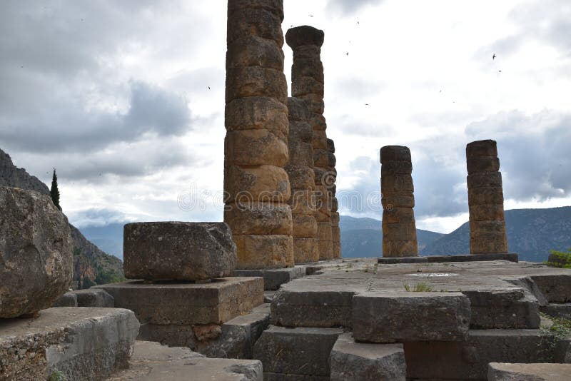 View of the Main Monuments of Greece. Ruins of Ancient Delphi. Oracle ...