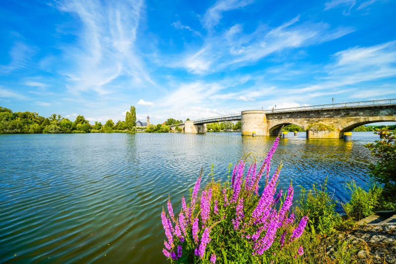 View of the Main and the Old Main Bridge in Bad Kitzingen Stock Image ...