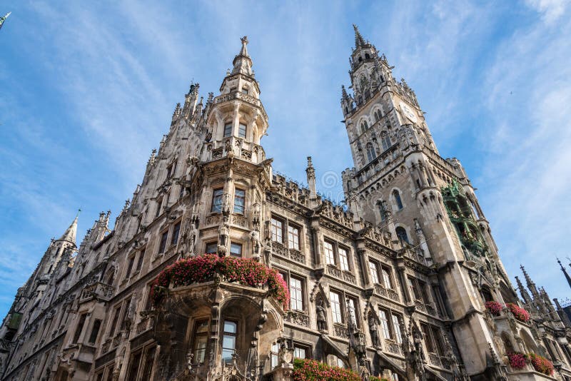 View on the Main Town Hall with Clock Tower on Marienplatz in Munich ...