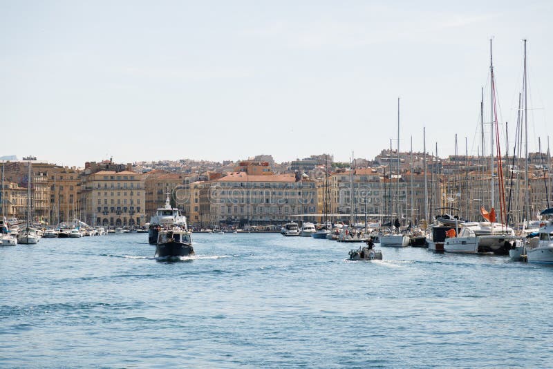 View of the Main Waterfront of Marseille from the Waters of the Port ...