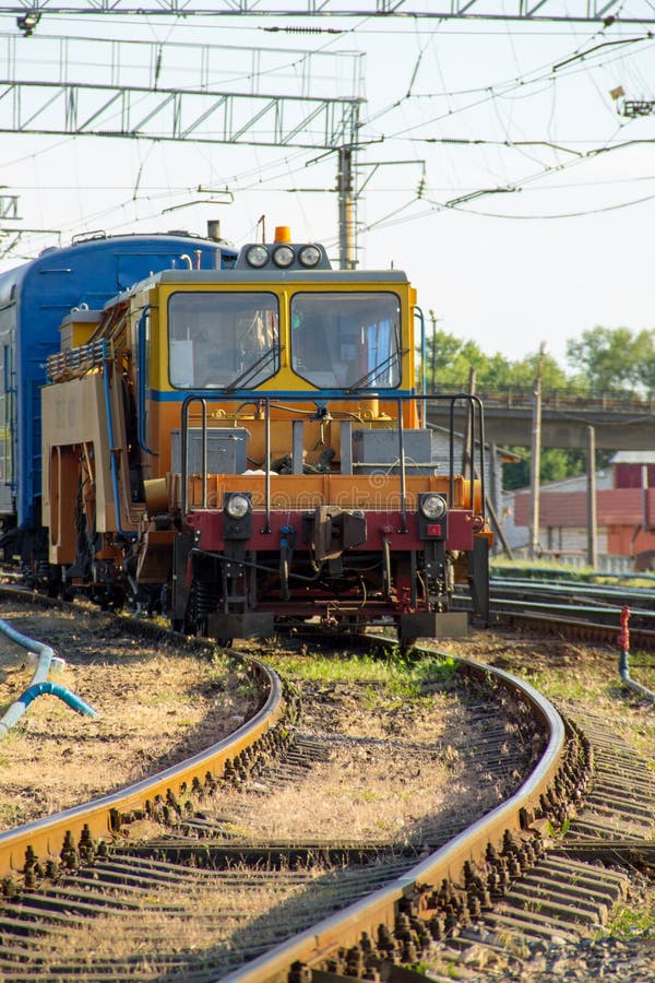 View on the Maintenance Train on Railroad Track Stock Photo - Image of ...
