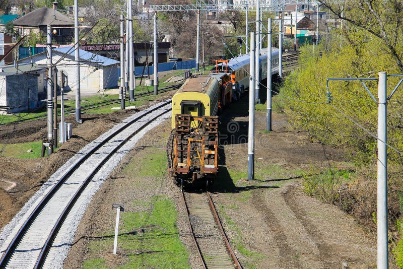 View on the Maintenance Train on Railroad Track Stock Image - Image of ...
