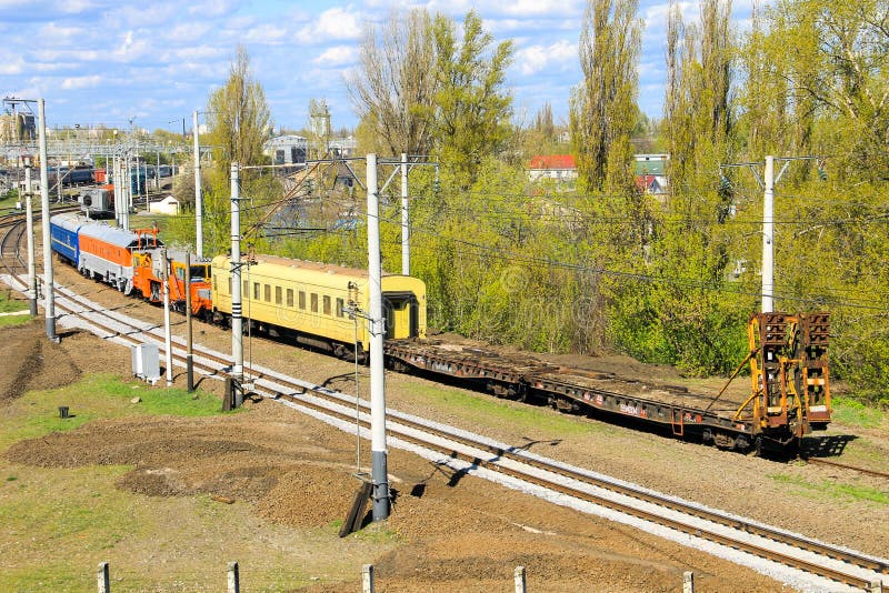 View on the Maintenance Train on Railroad Track Stock Image - Image of ...