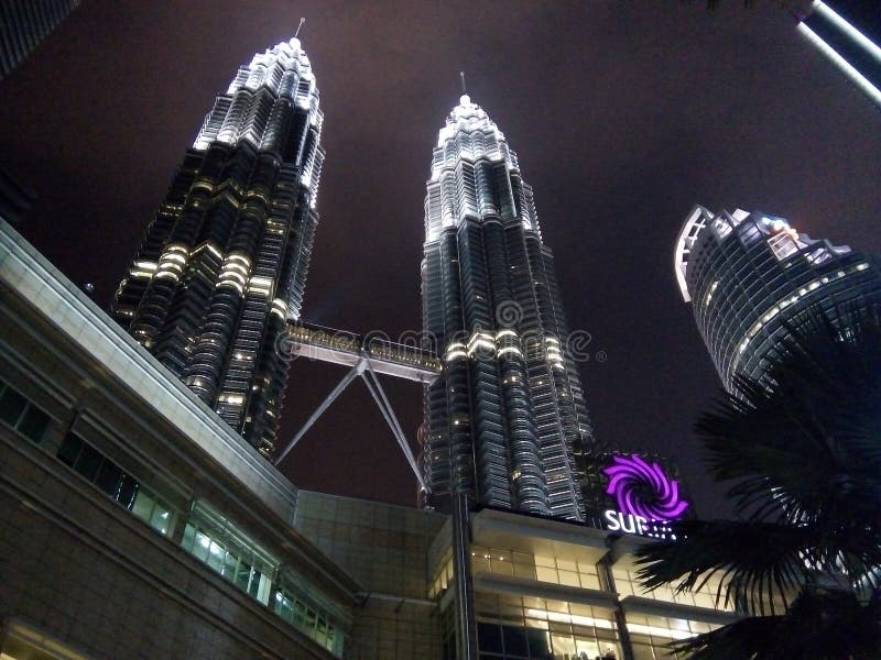 View of Malaysia Landmark Building Petronas Tower at Night Stock Image ...