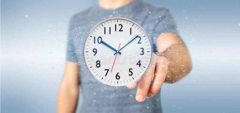 Man Holding a Clock Timer 3d Rendering Stock Photo - Image of data ...