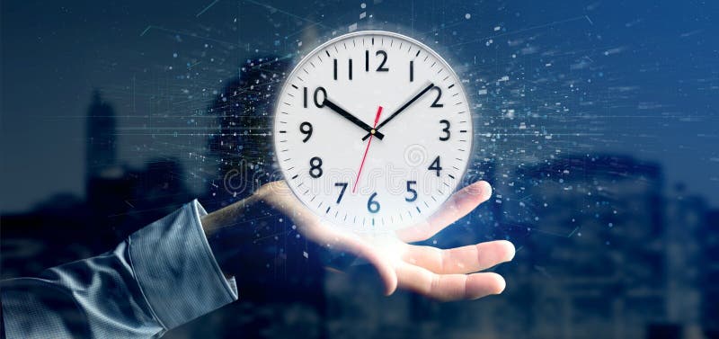 Man Holding a Clock Timer 3d Rendering Stock Photo - Image of deadline ...