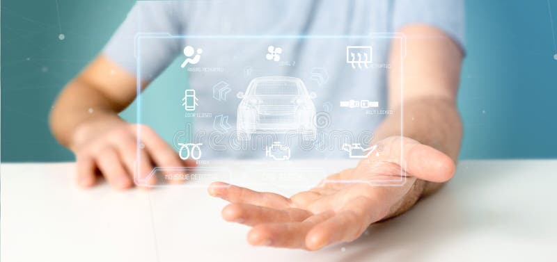 Man Holding a Dashboard Smartcar Interface Dashboard 3d Renderin Stock ...