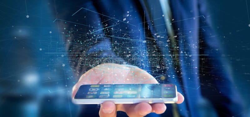 Man Holding Data Binary Cloud 3d Rendering Stock Photo - Image of connection, abstract: 126069458