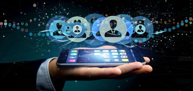 Man Holding a Professional Contact Network Concept 3d Rendering Stock ... Man Holding a Professional Contact Network Concept 3d Rendering Stock ...