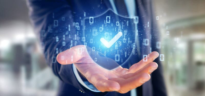 Man Holding a Shield Web Security Concept 3d Rendering Stock Image ...