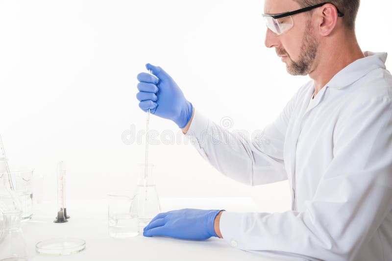 View of a Man in the Laboratory while Performing Experiments Stock ...