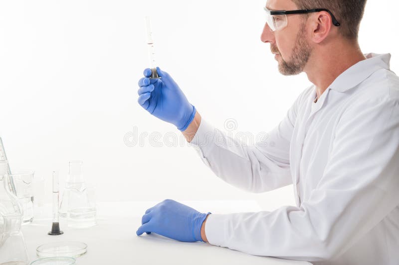 View of a Man in the Laboratory while Performing Experiments Stock ...
