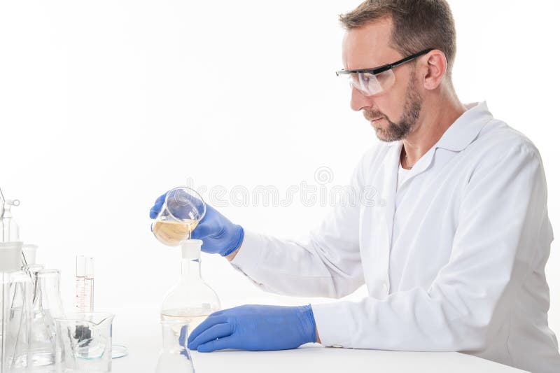 View of a Man in the Laboratory while Performing Experiments Stock ...