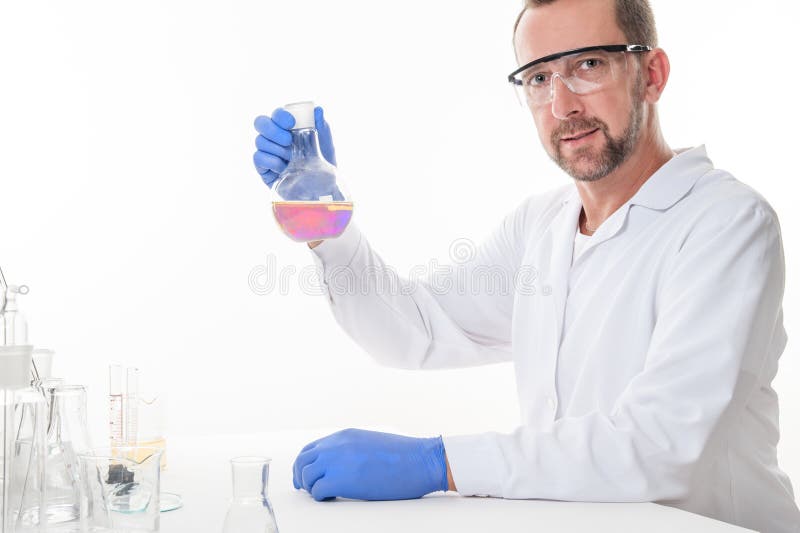 View of a Man in the Laboratory while Performing Experiments Stock ...