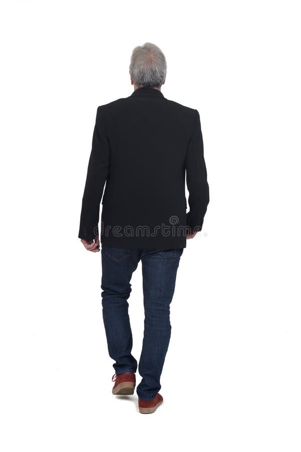 View of a Man Walking on White Background Stock Photo - Image of people ...