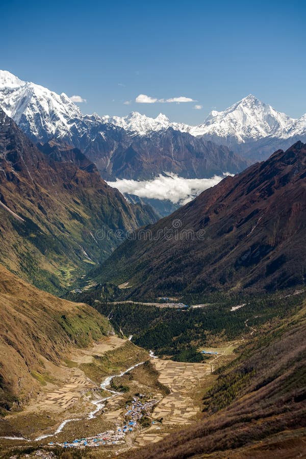 View at Manaslu Valley in Nepal Stock Image - Image of trekking ...