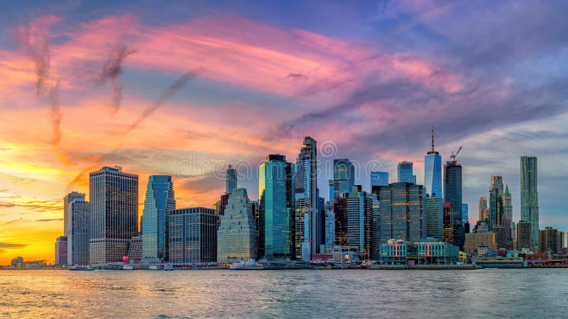 View on Manhattan at Sunset Stock Photo - Image of metropolis ...