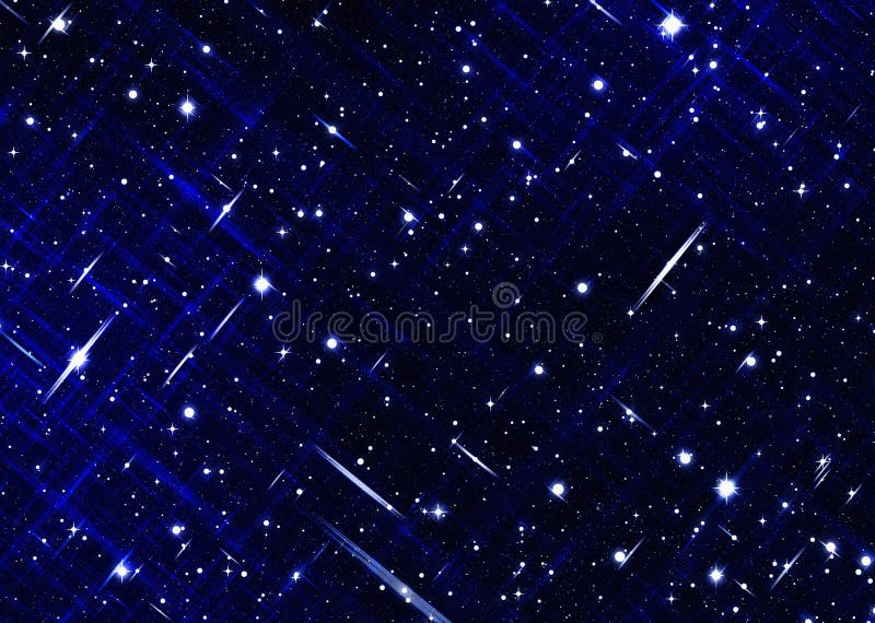 View of Many Bright Space Stars with Light Rays Stock Illustration ...