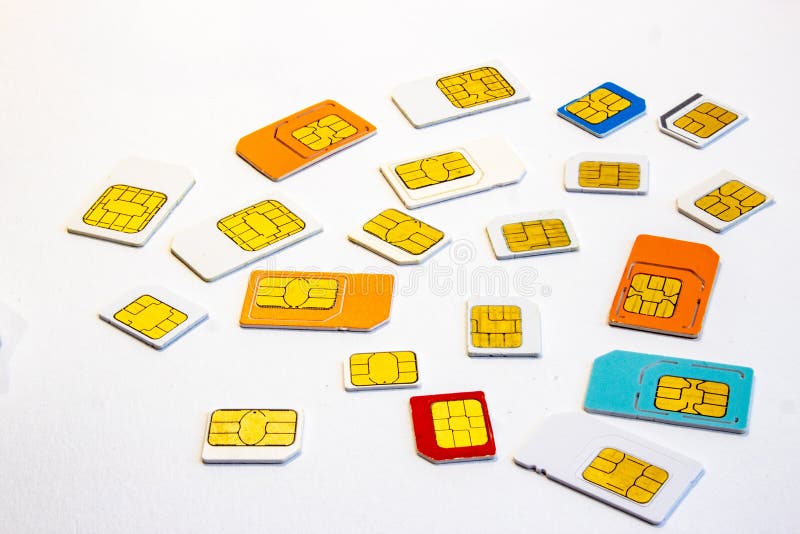 View of Many Sim Cards Different Formats and Colors Stock Image - Image ...
