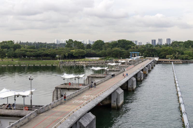 View of the Marina Barrage, a Large Dam Built at the Confluence of Five ...