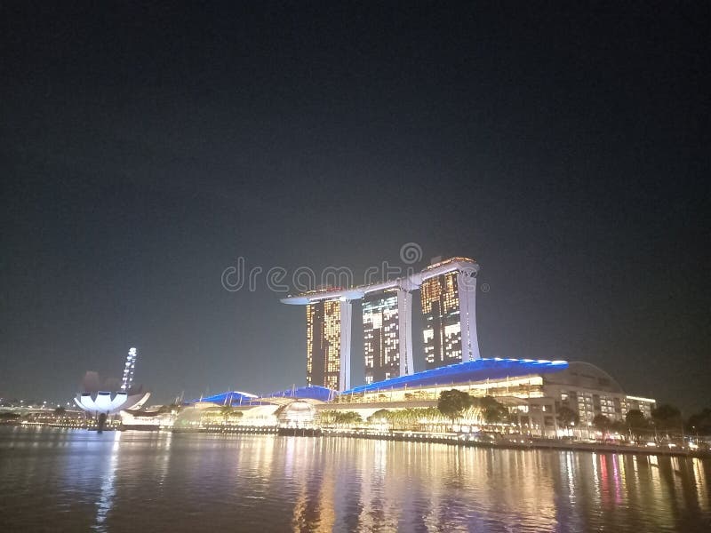 View of Marina Bay Sand at Night Editorial Stock Image - Image of view ...
