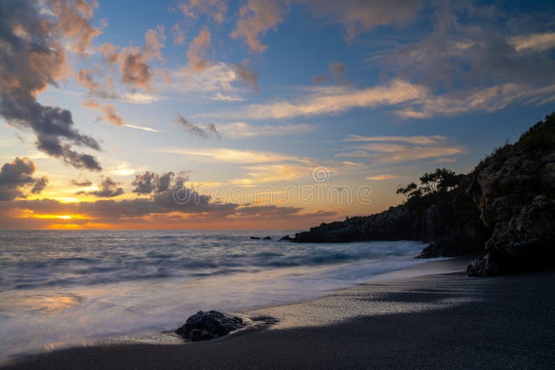 View of the Marina Di Maratea Beach at Sunset Stock Image - Image of ...