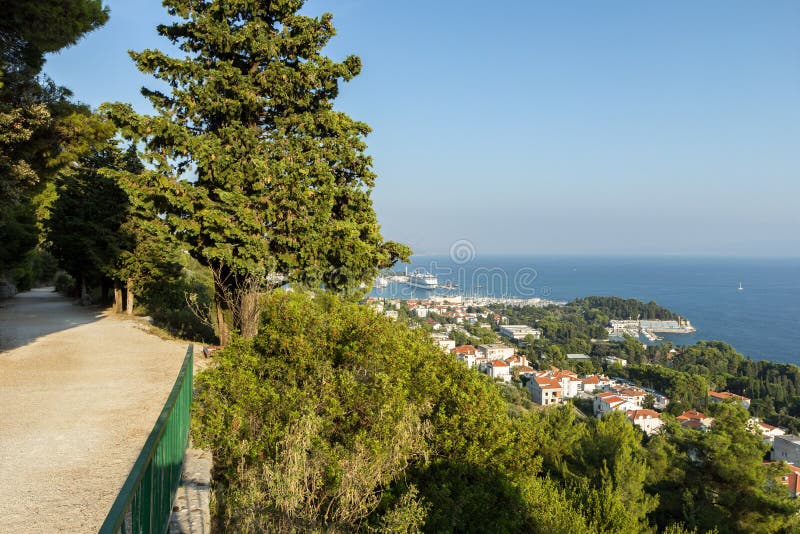 View from Marjan Hill in Split Stock Image - Image of ocean, pathway ...