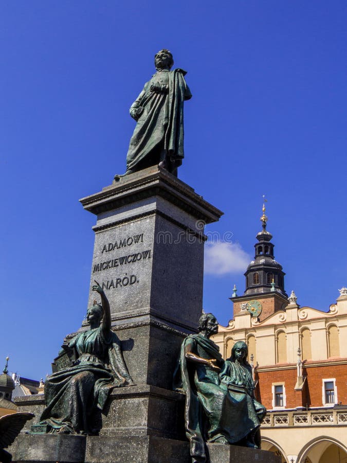 Adam Mickiewicz Monument, Krakow, Poland Editorial Image - Image of ...