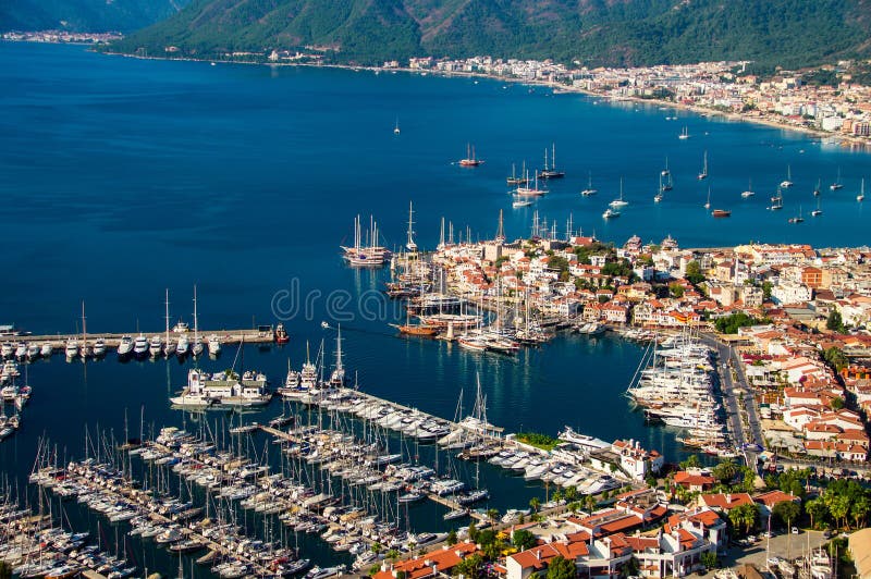View of Marmaris Harbor on Turkish Riviera by Night Stock Photo - Image ...