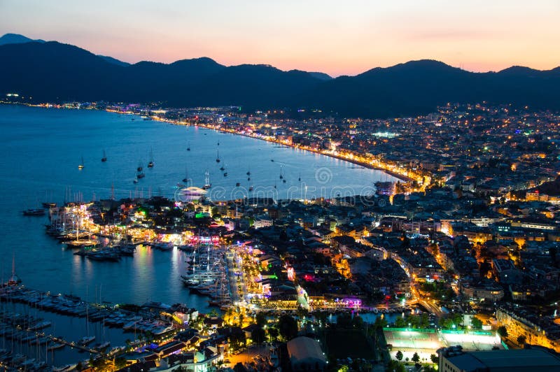 View of Marmaris Harbor on Turkish Riviera Stock Image - Image of ...