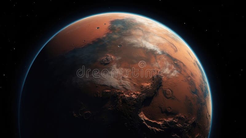 View of Mars from Space. Cosmic Background. Generative AI. Stock ...