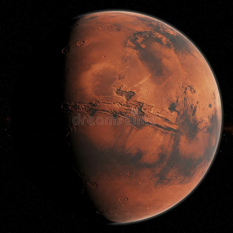 Mars in Space Illuminated Half Planet (Generated with AI) Stock Photo ...