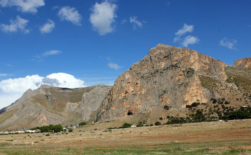View of the Massive Rock Massif of the Beautiful Island of Sicily ...