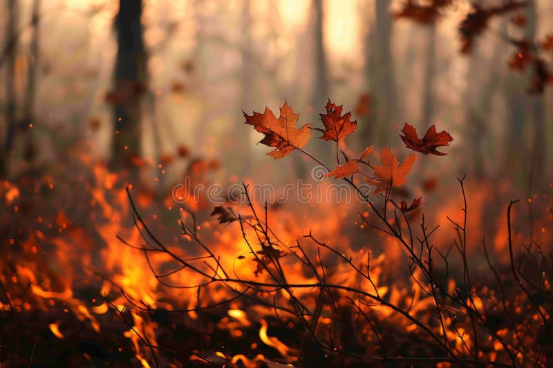 View of Massive Wildfire or Forest Fire with Burning Trees and Orange ...