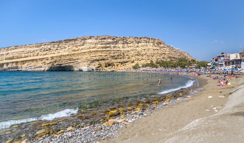View on Matala Beach, Located on Crete Island Editorial Stock Photo ...