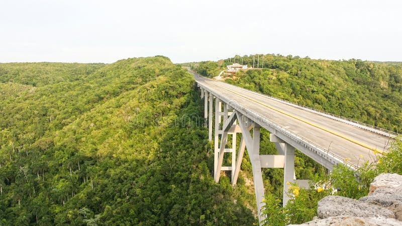 View on Matanzas Bridge through Window in Stone Wall Stock Photo ...
