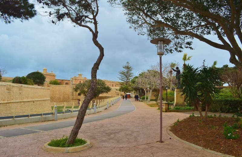 View of Mdina city stock photo. Image of trees, landscape - 187755572