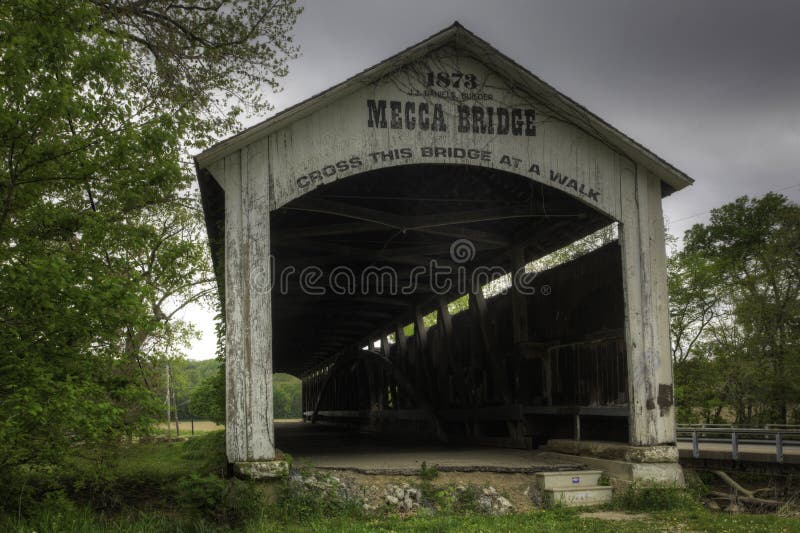 View of Mecca Covered Bridge in Indiana, United States Editorial Stock ...