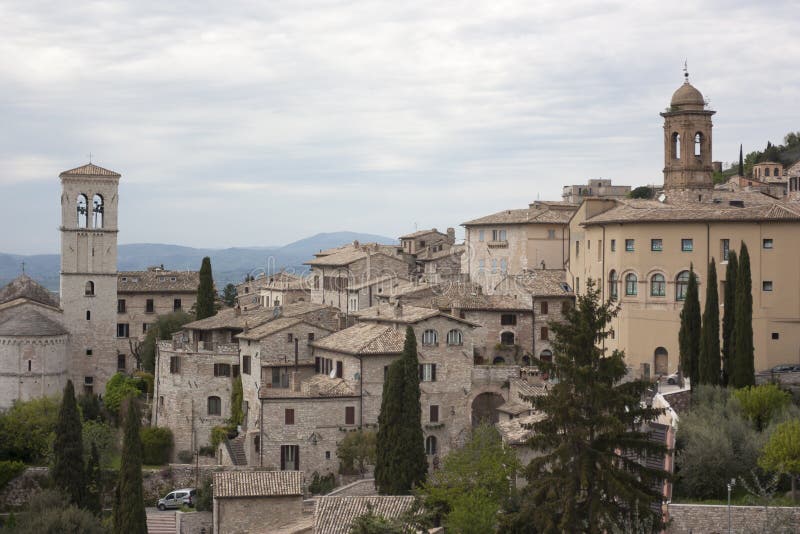 View of Medieval Assisi Town Stock Image - Image of monastery ...
