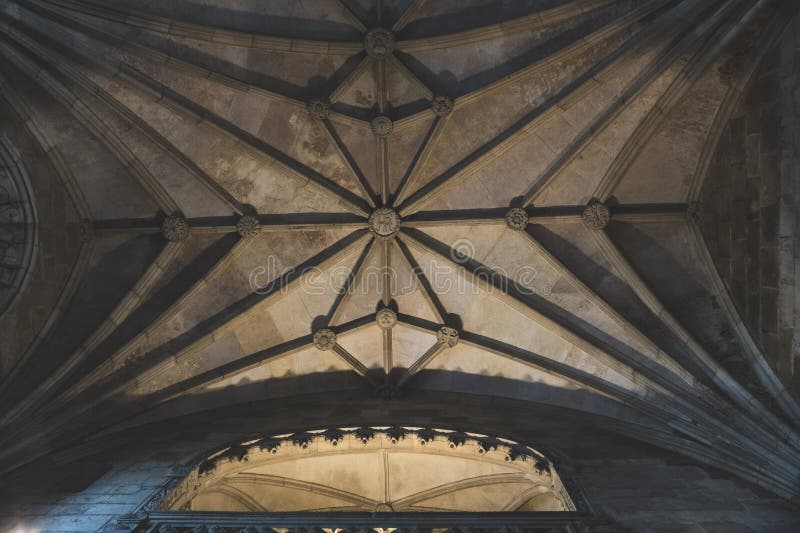 View of Medieval Ceiling in Jeronimos Monastery in Lisbon, Portugal ...