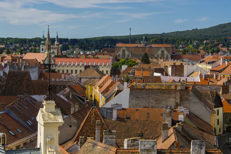 View from the Medieval Fire Tower in Sopron Stock Photo - Image of ...