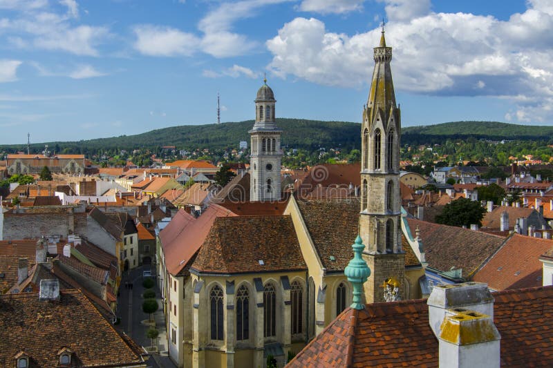 View from the Medieval Fire Tower in Sopron Stock Image - Image of ...