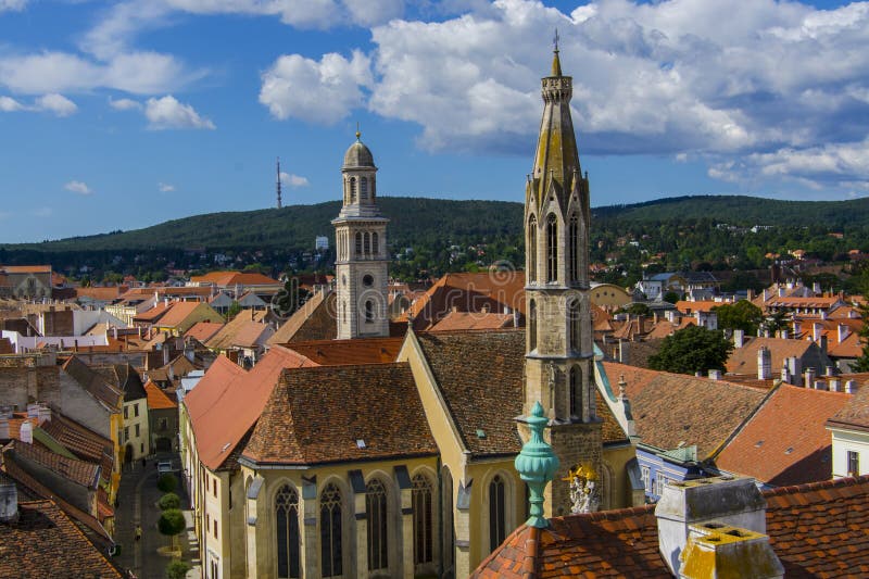 View from the Medieval Fire Tower in Sopron Stock Photo - Image of ...
