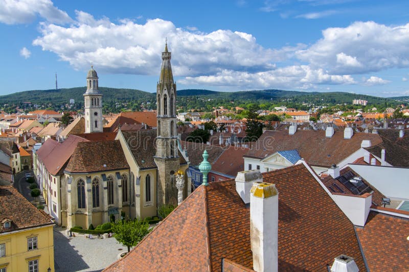 View from the Medieval Fire Tower in Sopron Stock Image - Image of ...