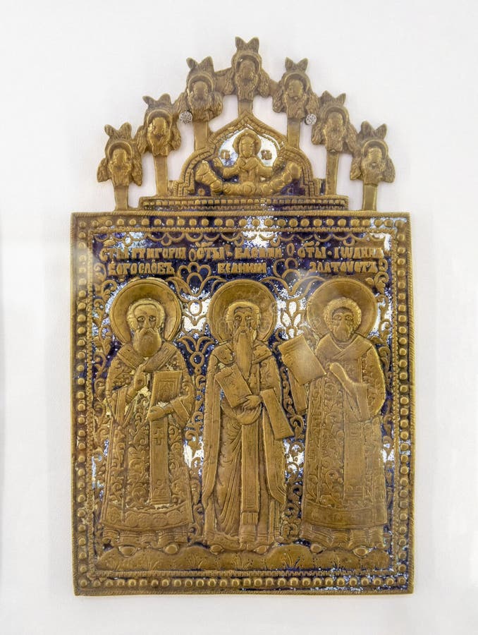 Medieval Gilded Glazed Icon with the Faces of Saints Editorial Stock ...