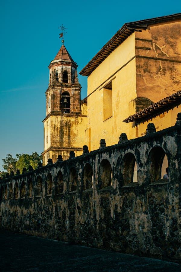 View of Medieval Wall and Monastery in Patzcuaro, Mexico Stock Image ...